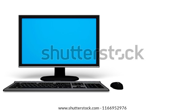 Desktop Computer Keyboard Mouse On White Stock Photo (Edit Now) 1166952976