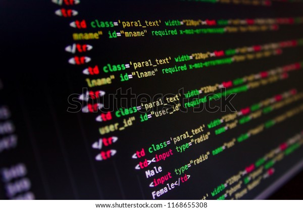 Desktop Source Code Technology Background Developer Stock Photo ...