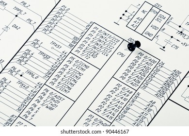 Detailed Drawing Electrical Circuits Pushpin Stock Photo 90446167 ...