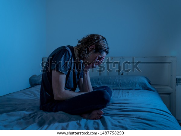 Devastated Millennial Man Crying Sad Feeling Stock Photo 1487758250 ...
