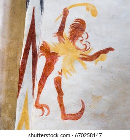 Devil Dressed Feathers Medieval Mural Vinderslev Stock Photo 670258147 ...