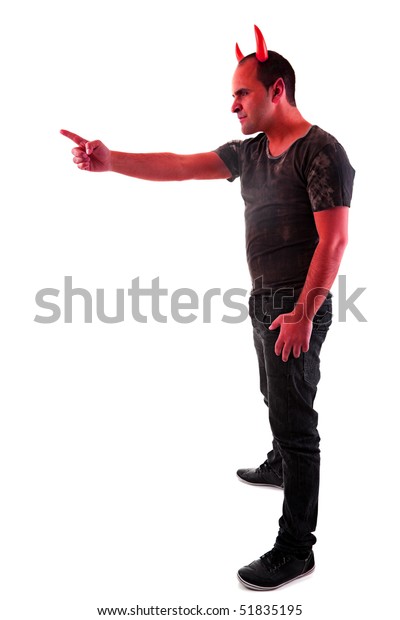 Devil Pointing Isolated On White Background Stock Photo (Edit Now) 51835195