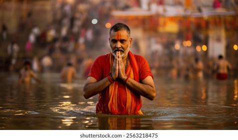yapay zeka üretimi Create Naga Saadu Taking Dip Mahakumbh görseli ...
