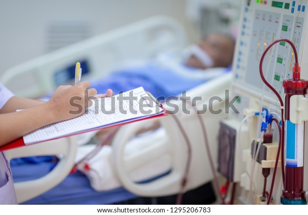 Dialysis Nurse Checking Dialysis Machine Before Stock Photo 1295206783 ...