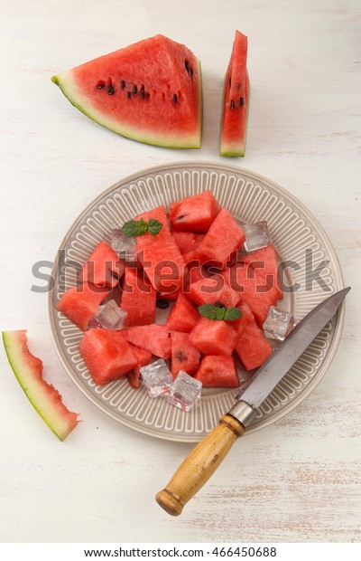 Diced Watermelon Stock Photo (Edit Now) 466450688