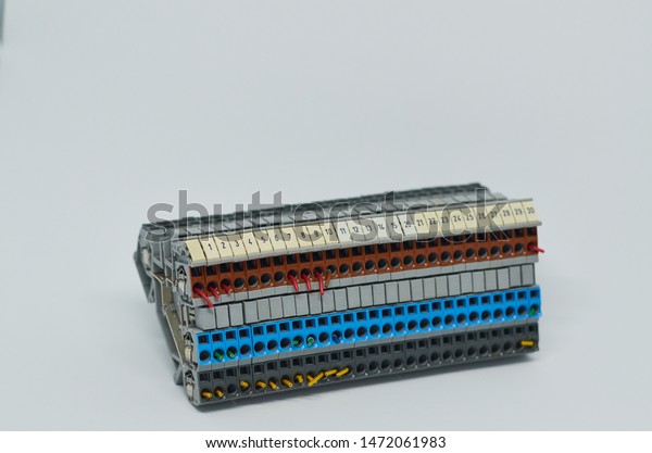 Different Electrical Connector Blocks Isolated On Stock Photo ...