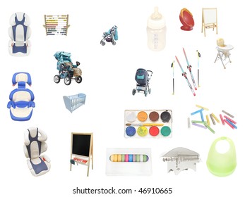 Different Isolated Objects Concerned Childs Upbringing Stock Photo ...