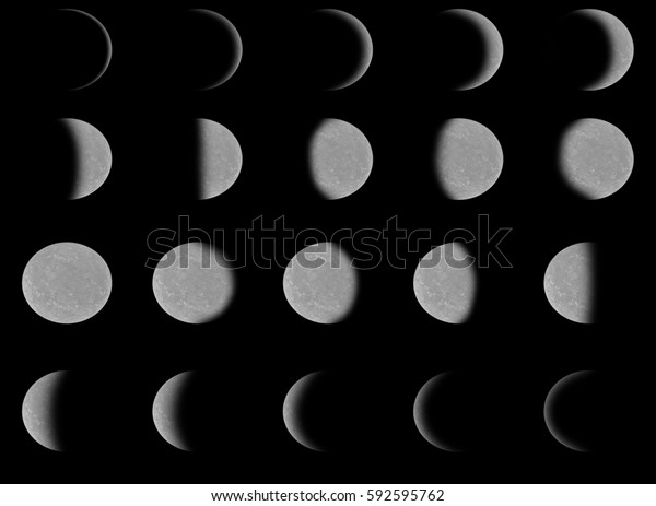 Different Phases Moon Elements This Image Stock Photo (Edit Now) 592595762