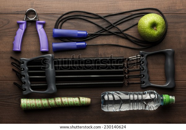 Different Street Workout Objects On Brown Stock Photo 230140624 ...