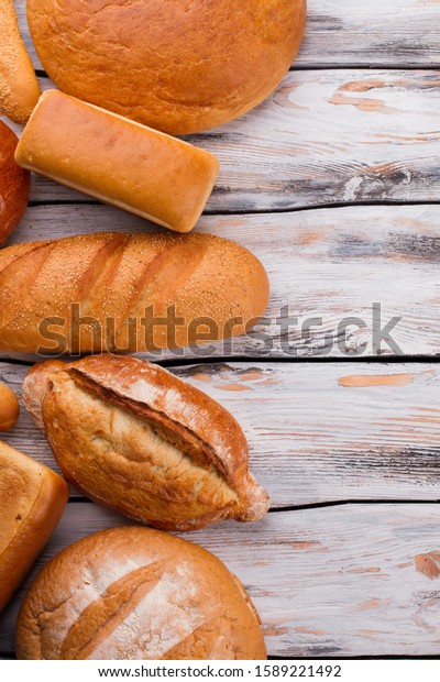 Different Types Bread Top View Bread Stock Photo 1589221492 | Shutterstock