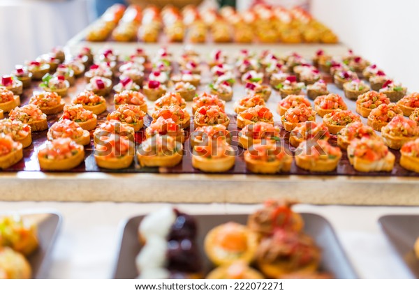 Different Types Canapes On Buffet Table Stock Photo 222072271 ...