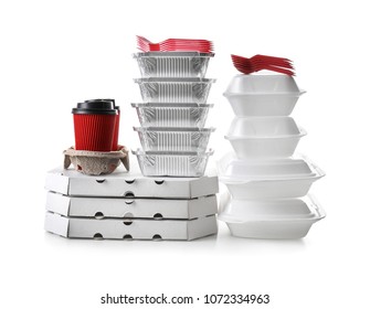 Different Types Packages On White Background Stock Photo 1072334963 ...