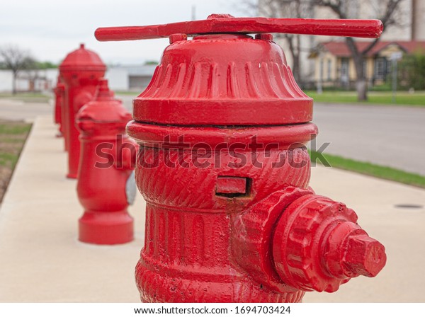 Different Types Red Fire Hydrants City Stock Photo (Edit Now) 1694703424