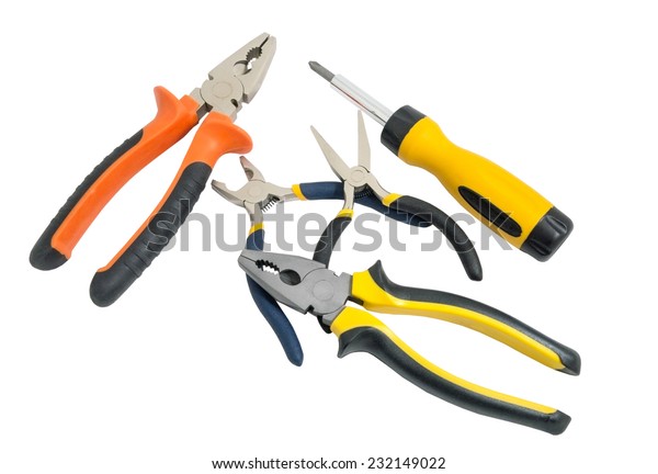 Different Work Tools On White Background Stock Photo (Edit Now) 232149022