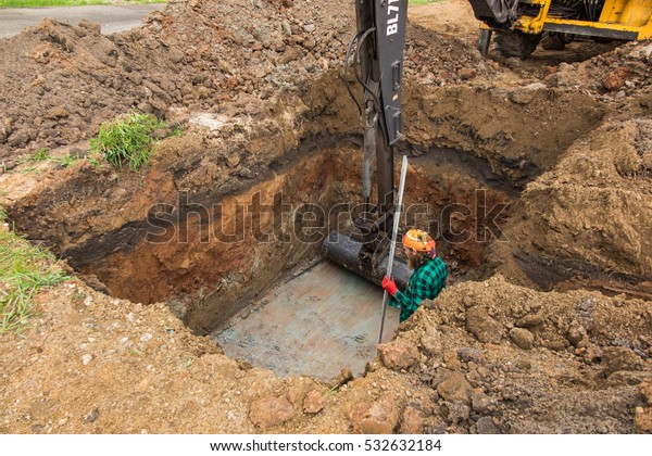 Digging Leveling Bottom Backyard Septic Tank Stock Photo (Edit Now ...