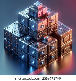 Digital Art Isometric Stack High-tech Looking AI 產生圖片 2386771845 ...