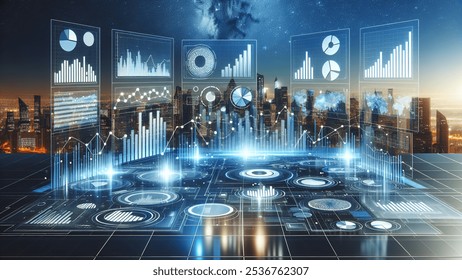 Digital Background Charts Graphs Showcasing Financial AI-generated ...