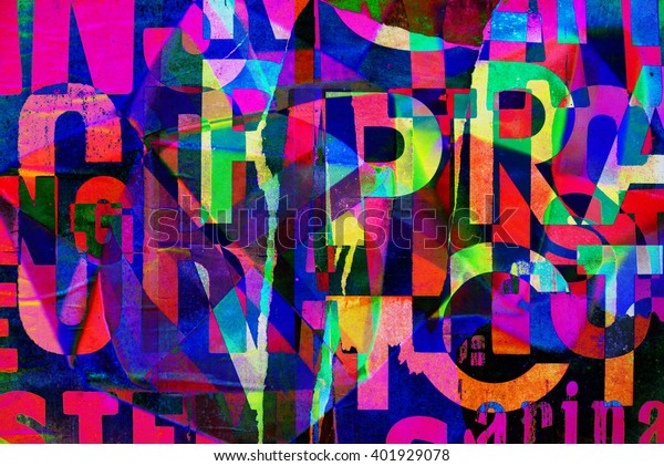 Digital Collage Random Background Typography Texture Stock Photo ...