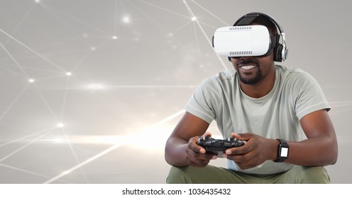 Digital Composite Man Playing Computer Game Stock Photo 1036435432 ...