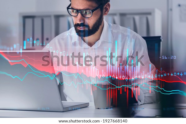 Digital Graph Falling Office Manager Laptop Stock Photo 1927668140 ...