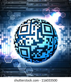 Digital Round Qr Code Technology Background ภาพสต็อก 116033500 ...