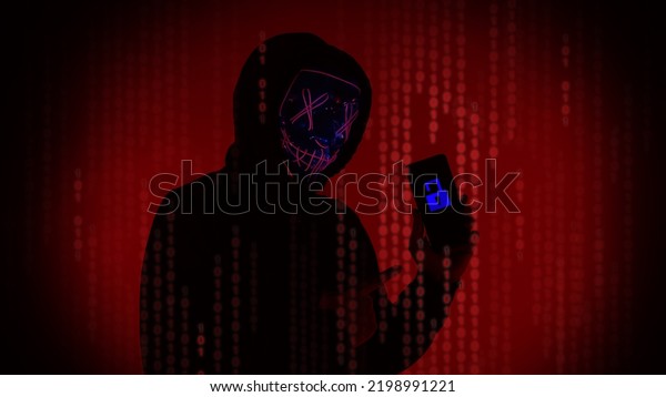Digital Security Concept Anonymous Hacker Mask Stock Photo 2198991221 ...
