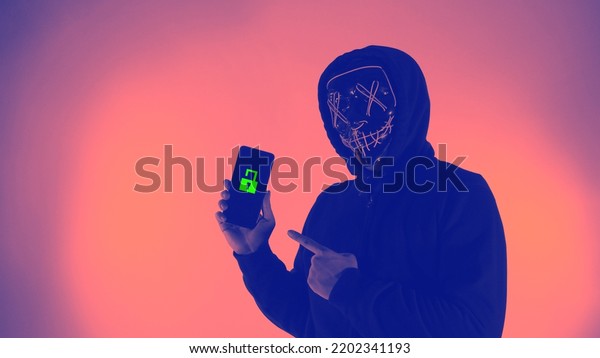 Digital Security Concept Anonymous Hacker Mask Stock Photo 2202341193 ...