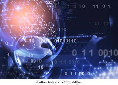 Digital Software Development Blockchain Technology Concept Stock Photo ...