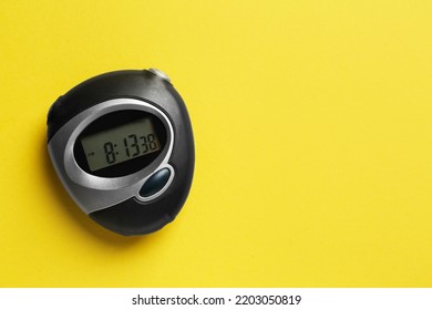 Digital Timer On Yellow Background Top Stock Photo 2203050819 ...