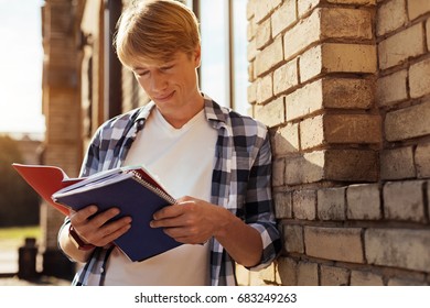 Diligent Handsome Guy Getting Ready Class Stock Photo 683249263 ...