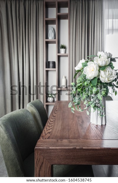 Dining Room Interior Side View Bouquet Stock Photo (Edit Now) 1604538745