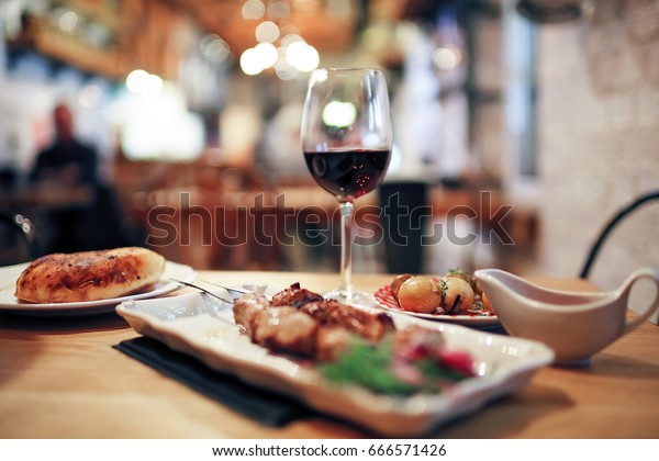 Dinner On Table Evening Cafe Stock Photo 666571426 | Shutterstock