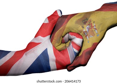 Diplomatic Handshake Between Countries Flags United Stock Photo ...