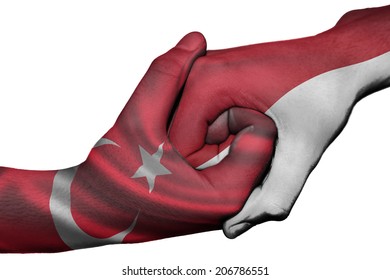 Diplomatic Handshake Between Countries Flags Turkey Stock Photo ...