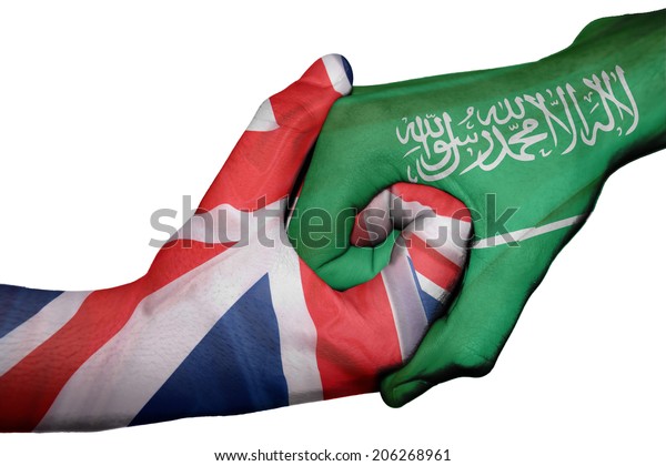Diplomatic Handshake Between Countries Flags United Stock Photo (Edit ...
