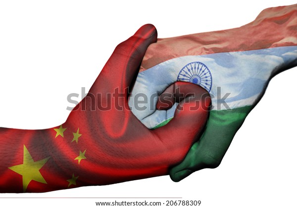 Diplomatic Handshake Between Countries Flags China Stock Photo (Edit ...