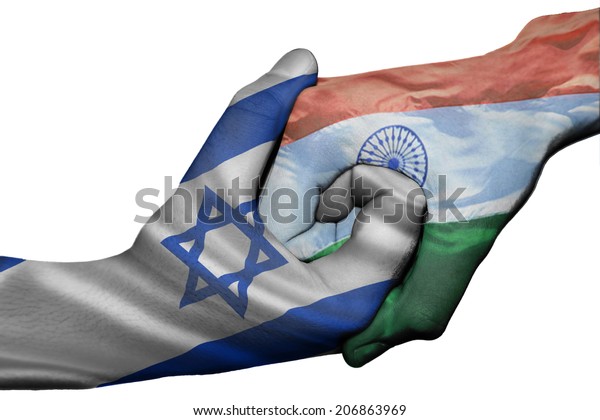 Diplomatic Handshake Between Countries Flags Israel Stock Photo ...