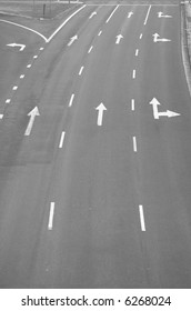 Стоковая фотография 6268024: Directional Arrows On Multilane Highway ...