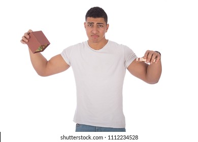 Disappointed Standing Man Opens Empty Gift Stock Photo 1112234528 ...