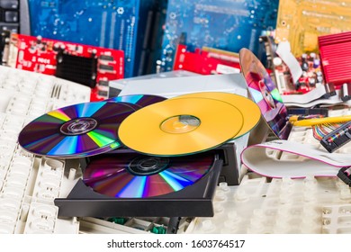 Disassembled Computer Hardware Old Compact Discs Stock Photo 1603764517 ...