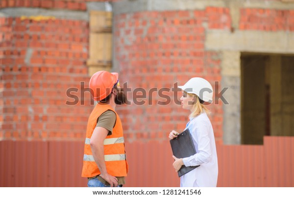 Discuss Progress Project Construction Industry Concept Stock Photo ...