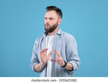 Disgusted Young Guy Refusing Something Gesturing Stock Photo 1935625582 ...