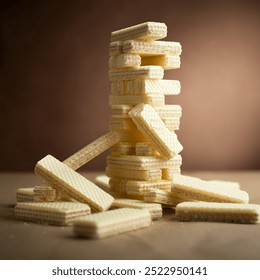 Disordered Jenga Tower Generated Long Rectangular AI-generated image ...