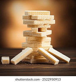 Disordered Jenga Tower Generated Long Rectangular AI-generated image ...