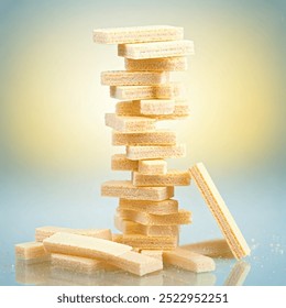 Disordered Jenga Tower Generated Long Rectangular AI-generated image ...