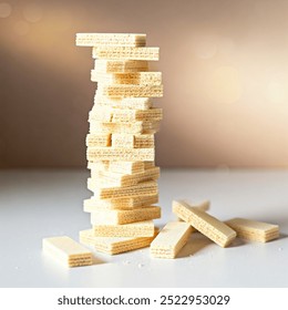 Disordered Jenga Tower Generated Long Rectangular AI-generated image ...