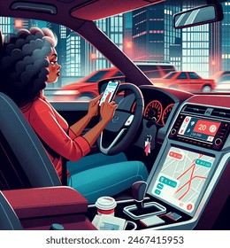 Female Doctor Driving Getting Distracted By AI-generated image ...