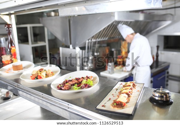 Distribution Table Kitchen Restaurant Chef Prepares Stock Photo (Edit ...