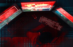 Diverse computer hacking featuring action, closeup, and coding, a ...
