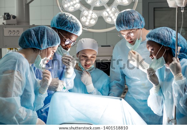 Diverse Doctors Scared Surprised Scared Expression Stock Photo ...